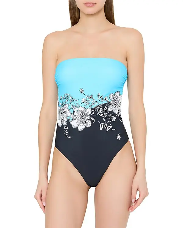 MILLY Floral One Piece Swimsuit - Blue Black