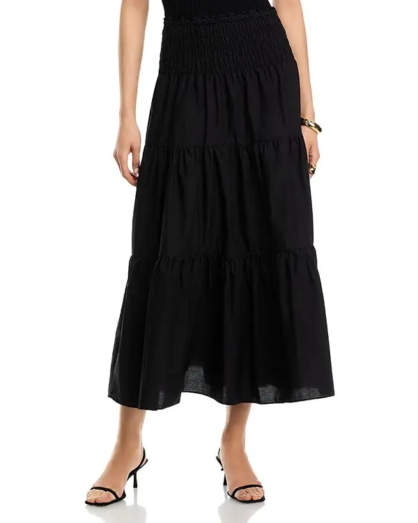 Michael Kors Poplin Tiered Maxi Skirt - Black