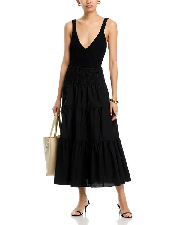 Michael Kors Poplin Tiered Maxi Skirt - Black