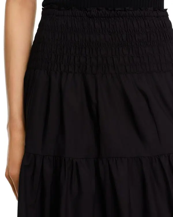 Michael Kors Poplin Tiered Maxi Skirt - Black