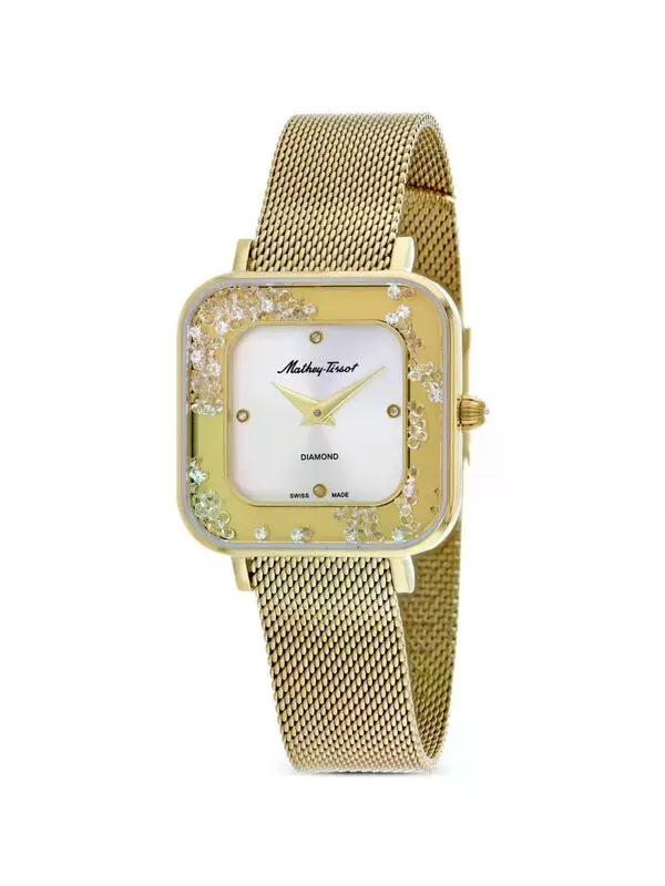 MATHEY TISSOT Gemina Square Watch With Crystal-embellished Bezel - Silver