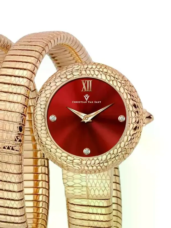 CHRISTIAN VAN SANT Naga 28mm Watch With Dial And Serpent-link Bracelet - Red