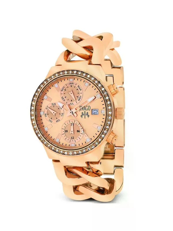 JIVAGO Rose Gold-tone Crystal Embellished Watch - Pink