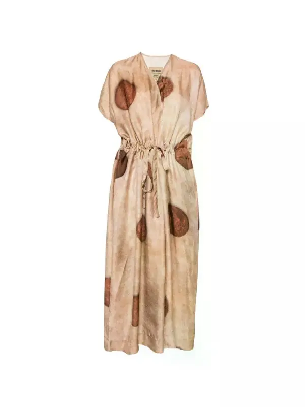 UMA WANG Acre Drawstring Maxi Dress - Brown