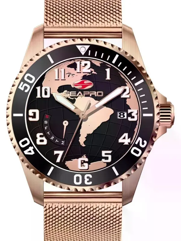 SEAPRO Voyager 42mm Watch With World Map Dial