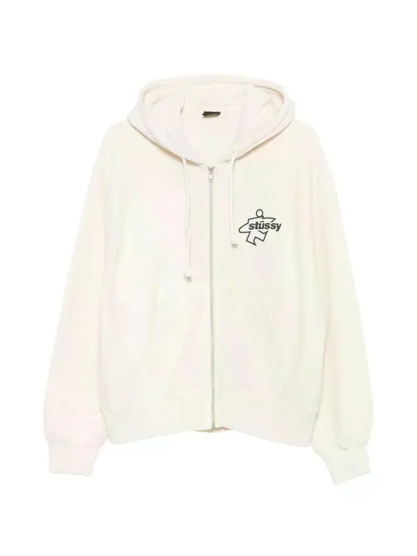 StÜssy Logo-print Zip-up Hoodie - Neutrals