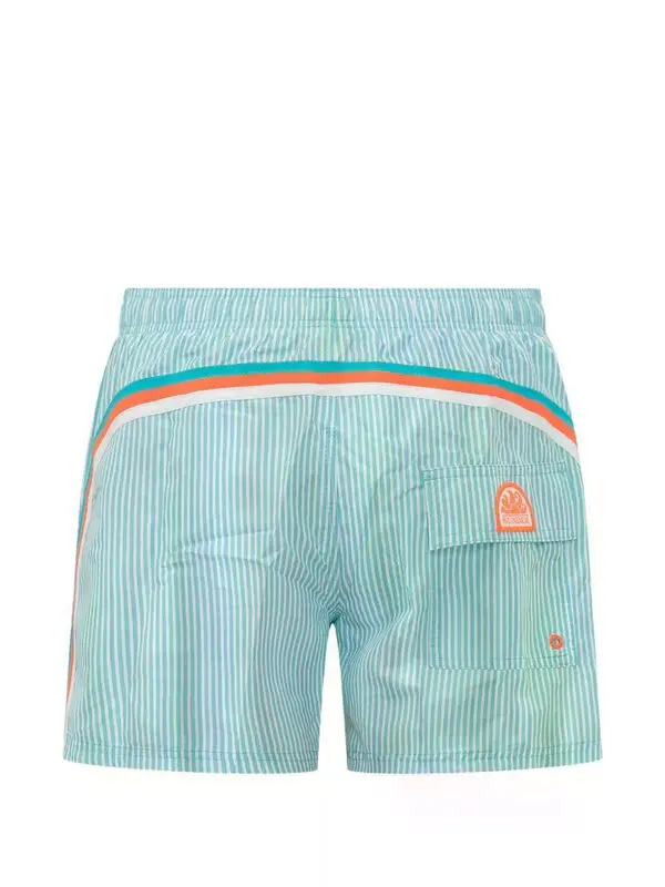 Sundek Striped Logo-patch Swim Shorts