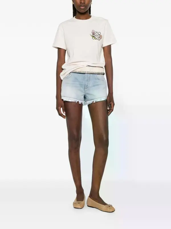 Loewe X Paula's Ibiza Frayed-edge Shorts - Blue