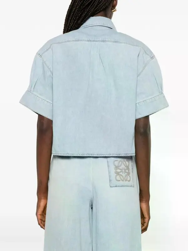 Loewe X Paula's Ibiza Anagram Embroidered Cropped Shirt