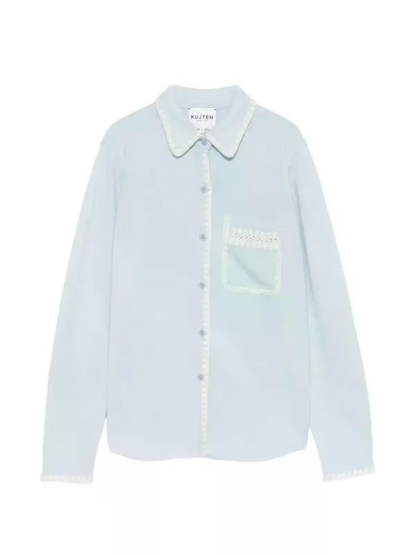 KUJTEN Amina Embroidered Trim Cardigan - Blue