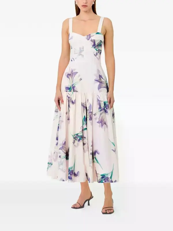 NICHOLAS Floral-print Tiered Midi Dress