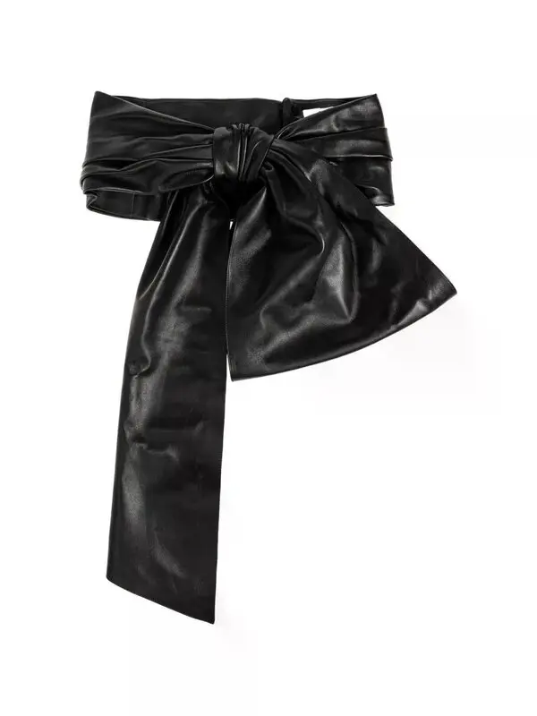 Chloé Ruched Leather Belt - Black
