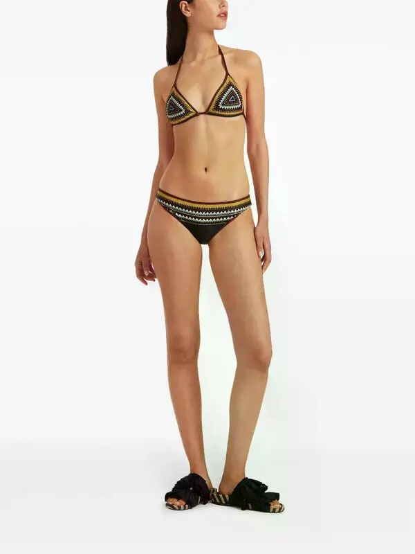 La DoubleJ Geometric Print Bikini Top - Black