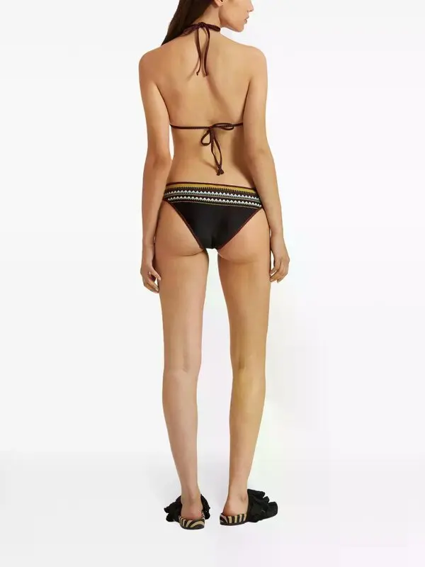 La DoubleJ Geometric Print Bikini Top - Black