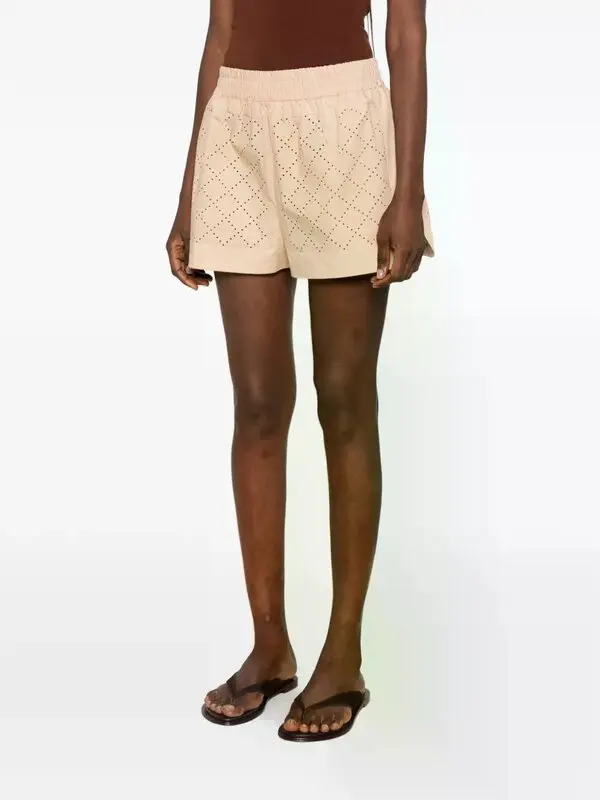 Fendi Argyle Perforated Cotton Shorts