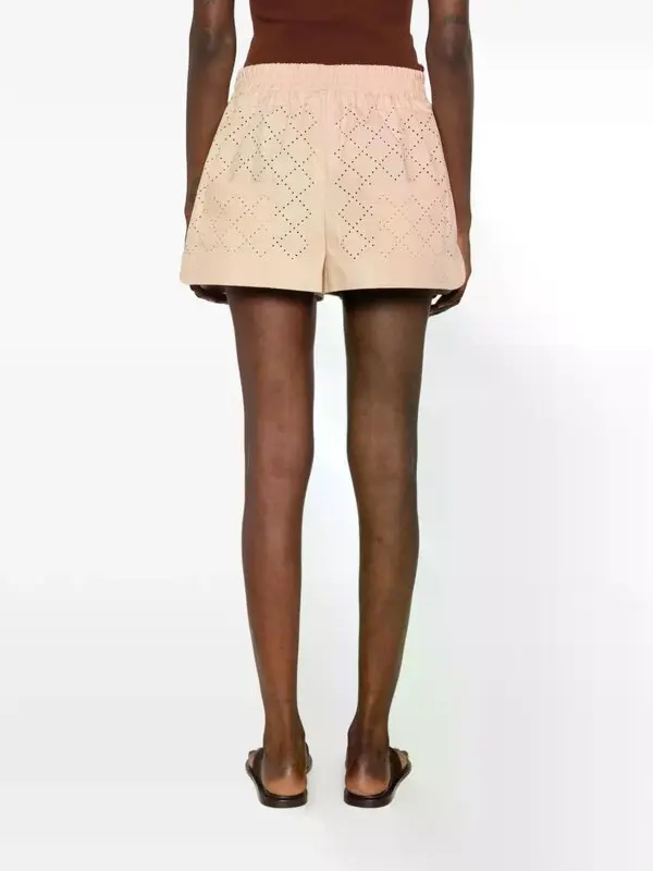 Fendi Argyle Perforated Cotton Shorts
