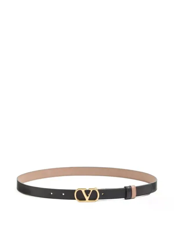 Valentino Garavani Vlogo Signature Reversible Shiny Calfskin Belt - Black
