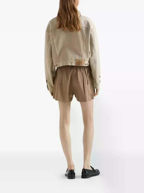 Prada Cropped Denim Jacket With Suede Collar