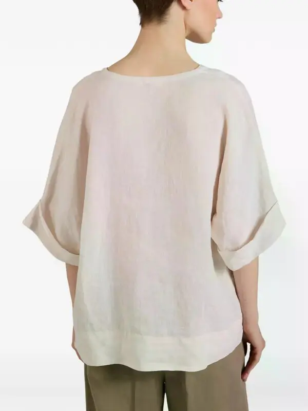GLANSHIRT Ivory Tie-neck Blouse