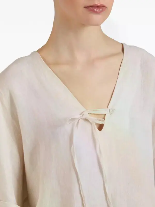 GLANSHIRT Ivory Tie-neck Blouse