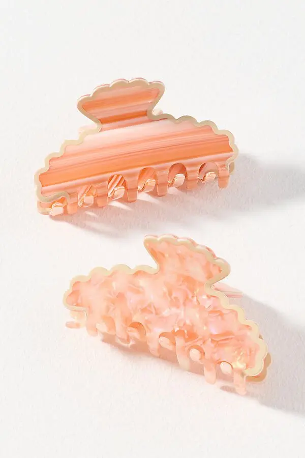 Anthropologie Textured Scalloped Claw Clip - Citrus