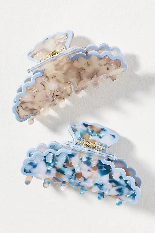Anthropologie Textured Scalloped Claw Clip - Mermaid