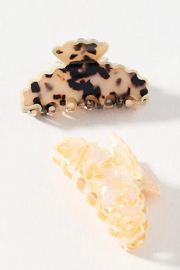 Anthropologie Textured Scalloped Claw Clip - Neutral Pattern
