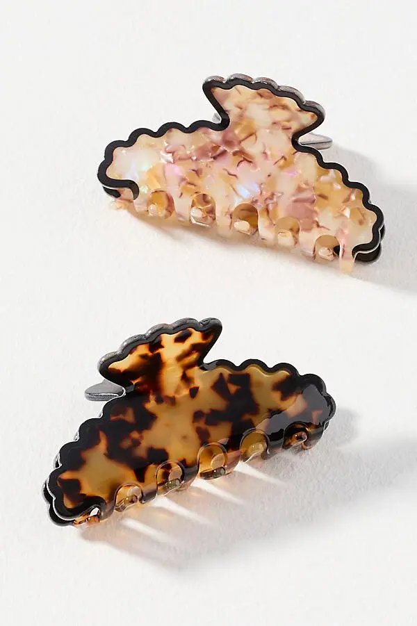 Anthropologie Textured Scalloped Claw Clip - Neutral