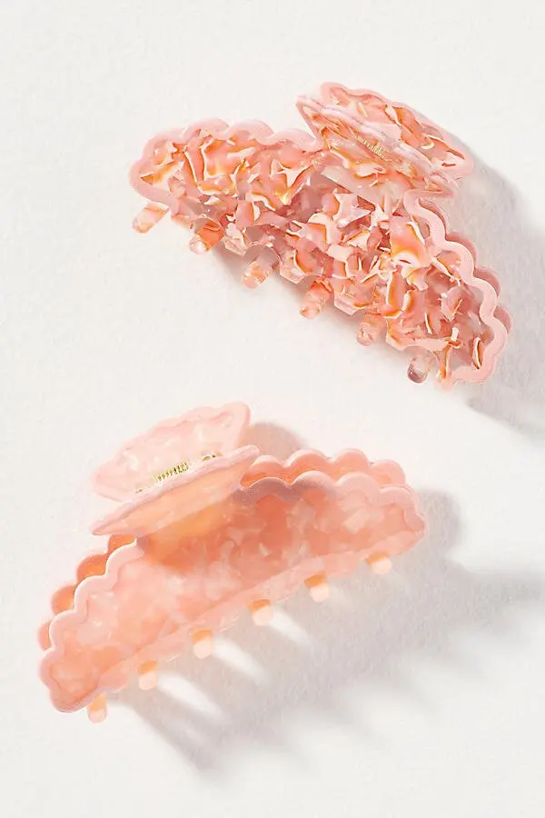 Anthropologie Textured Scalloped Claw Clip - Pearly