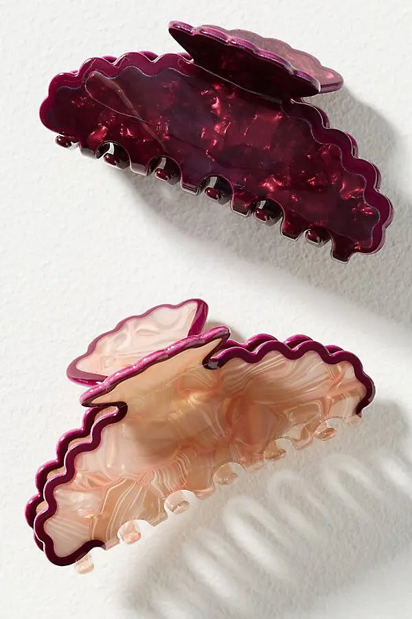 Anthropologie Textured Scalloped Claw Clip - Wine