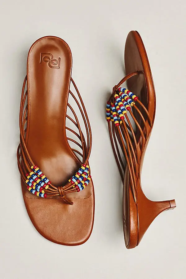REFORMATION Jessica Beaded Flip-flop Heels - Rum