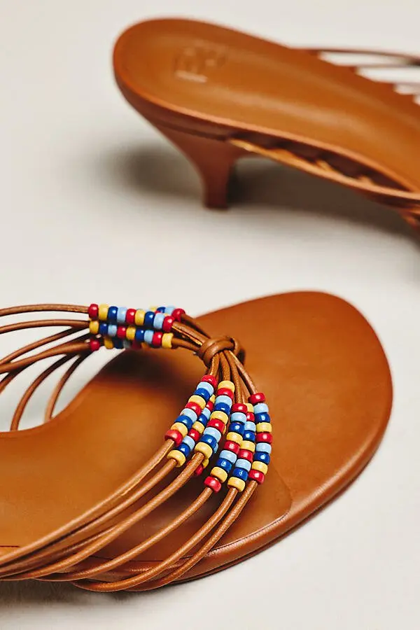 REFORMATION Jessica Beaded Flip-flop Heels - Rum