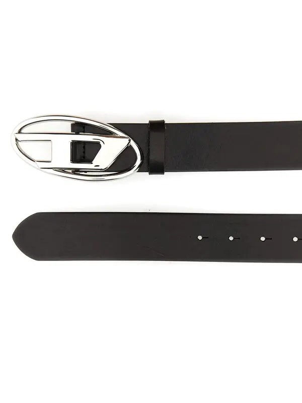 DIESEL® Leather Belt With Oval Buckle