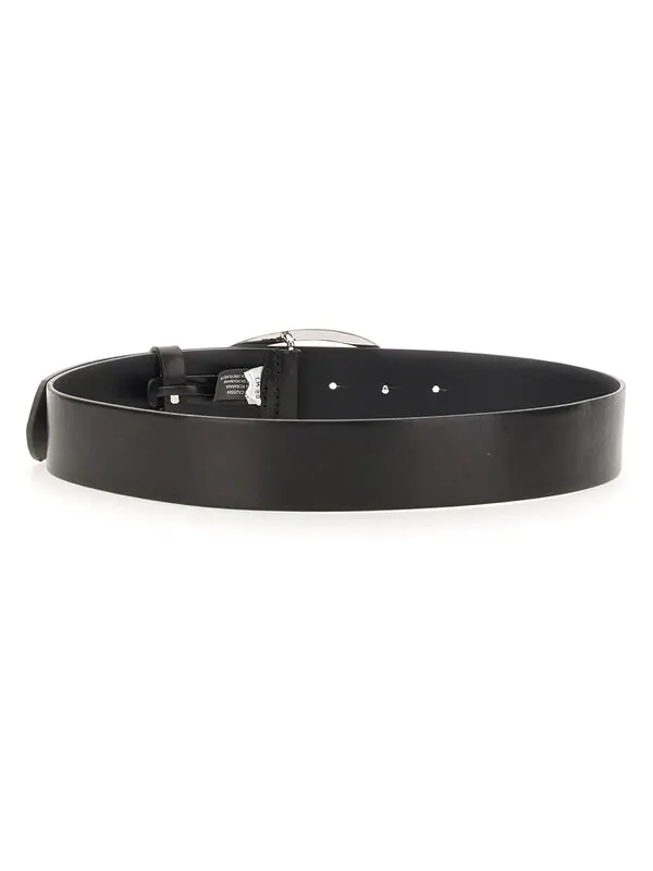 DIESEL® Leather Belt With Oval Buckle