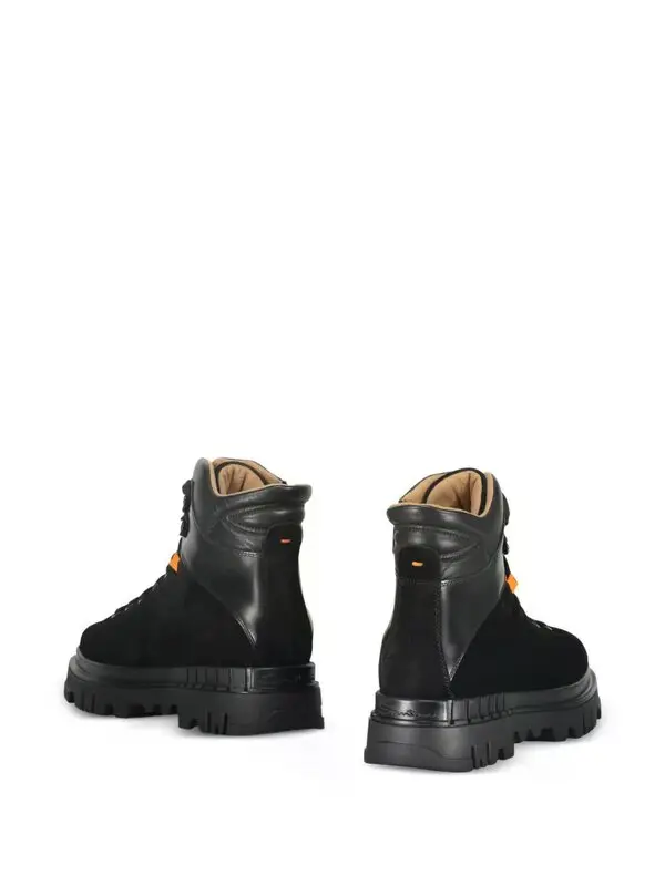 Santoni Lace-up Leather Boots - Black