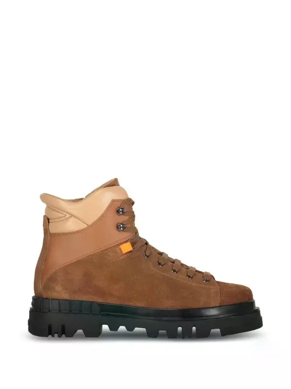 Santoni Suede Lace-up Boots - Brown