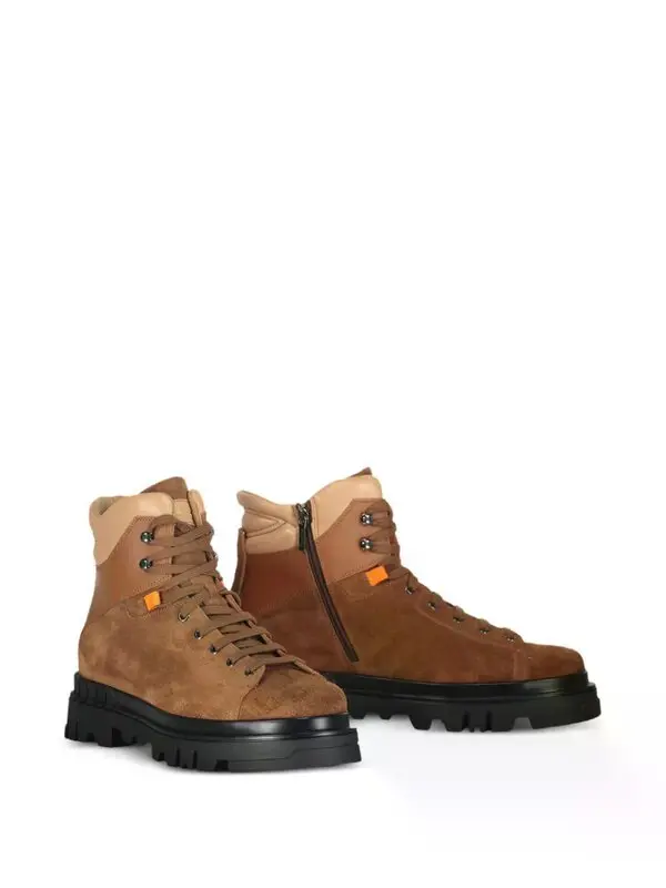 Santoni Suede Lace-up Boots - Brown