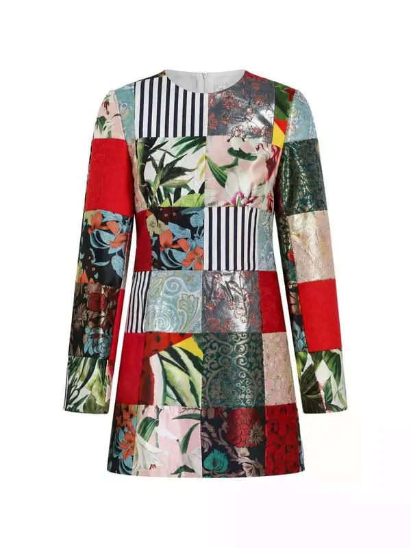 Dolce & Gabbana Patchwork Floral Long-sleeved Mini Dress