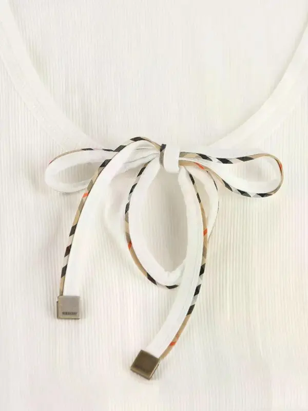 Burberry Ribbed-knit Tie-fastening Top - Neutrals