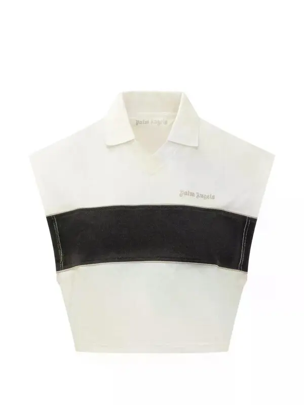 Palm Angels Logo Embroidered Boxy Top - Neutrals