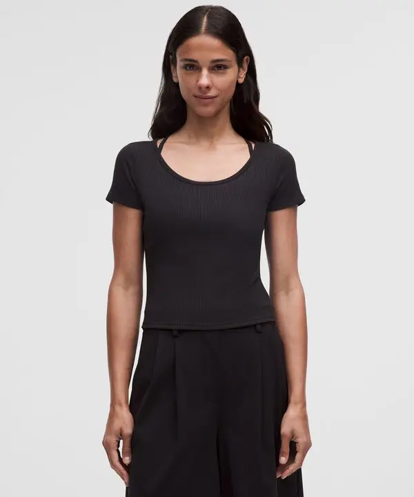 Lululemon Hold Tight Micro-rib Cropped T-shirt - Black