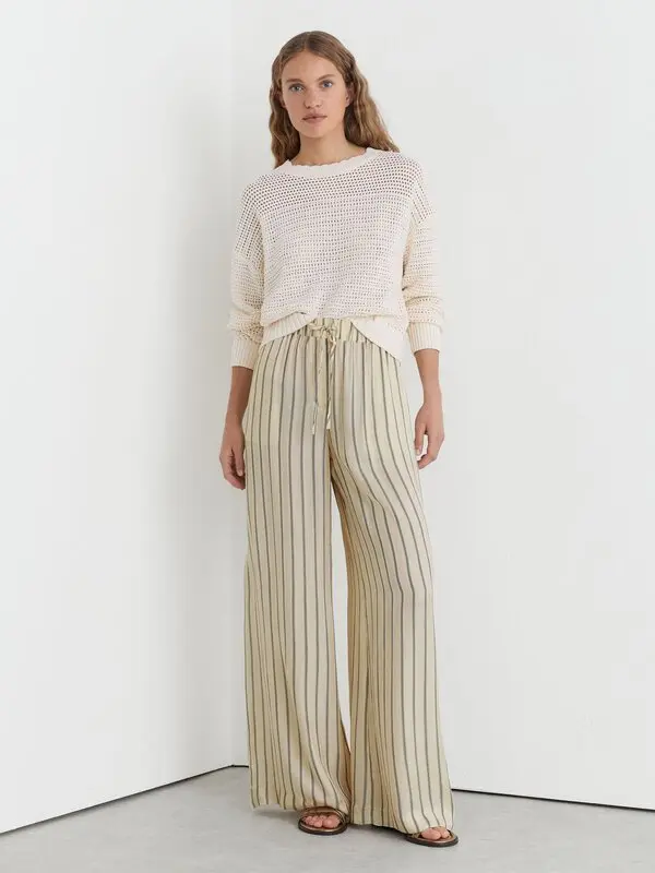 REISS Minnie Lyocell Striped Wide-leg Trousers