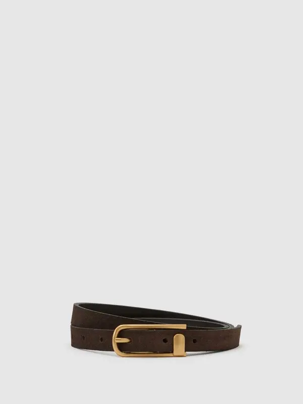 REISS Iris Slim Suede Half-keeper Belt