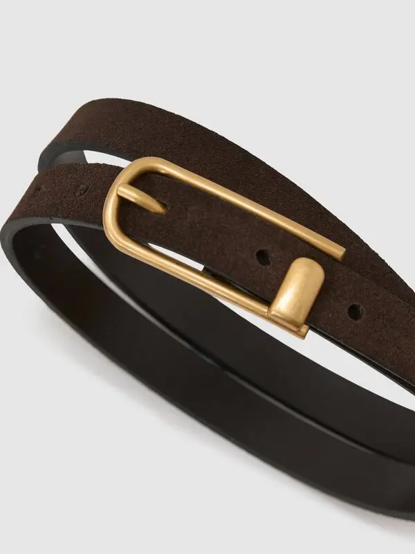 REISS Iris Slim Suede Half-keeper Belt