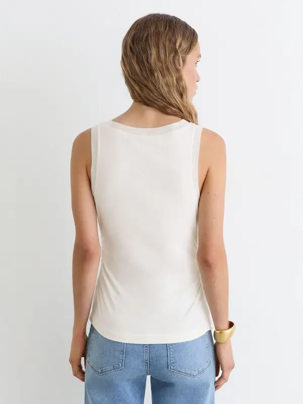 REISS Trinny Modal-cotton Sheer-trim Ruched Vest - White