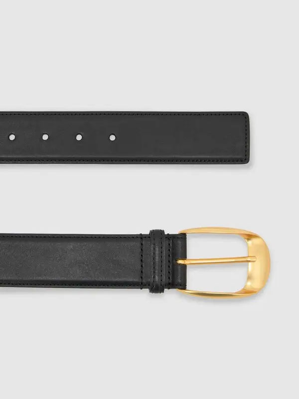 REISS Sammy Leather Rounded-buckle Belt - Black