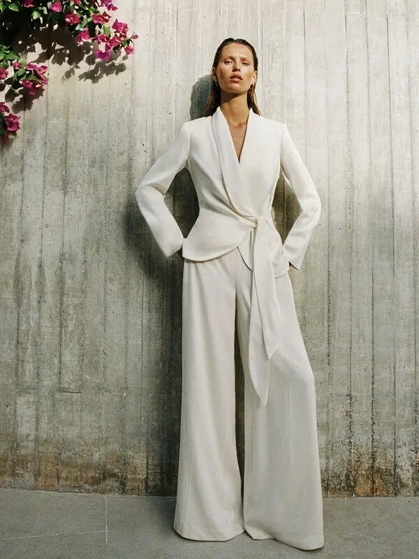 REISS Clover Wide-leg Suit Trousers - White