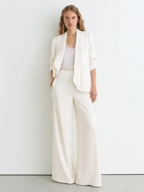REISS Clover Wide-leg Suit Trousers - White
