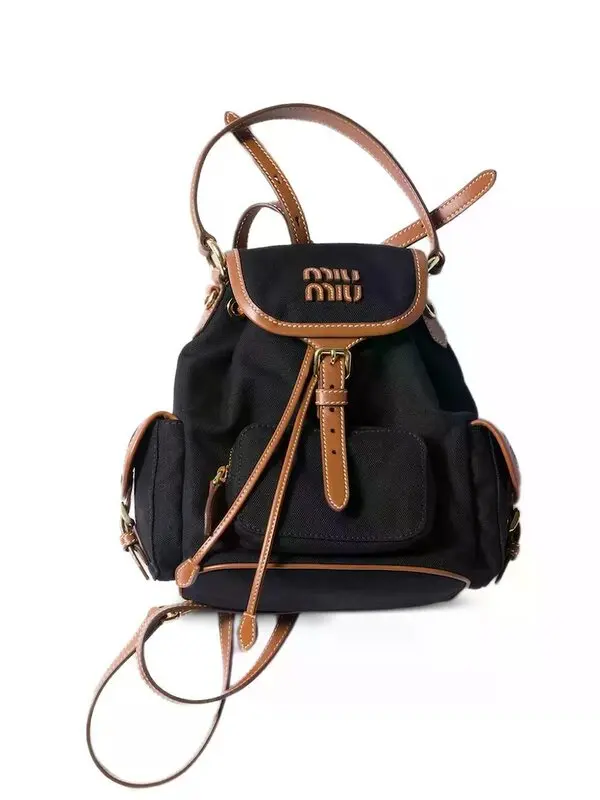 Miu Miu Logo Patch Backpack - Black