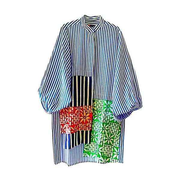 XCLAMATIONS UK Striped Tunic With Patchwork Detail